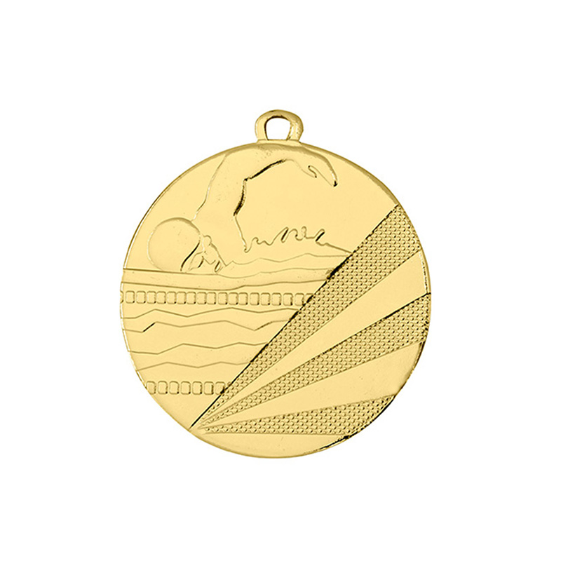 GOLD SWIMMING MEDAL 50MM WITH CUSTOM PRINTED LABEL – PERSONALISED ...