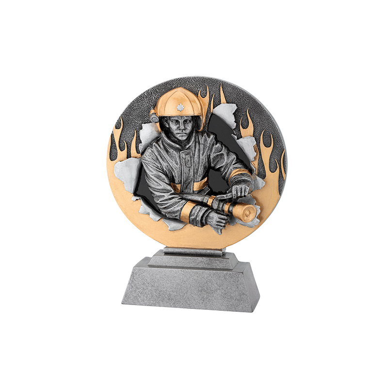 FIREFIGHTER TROPHY 20CM WITH CUSTOM PRINTED PLATE - Hercules