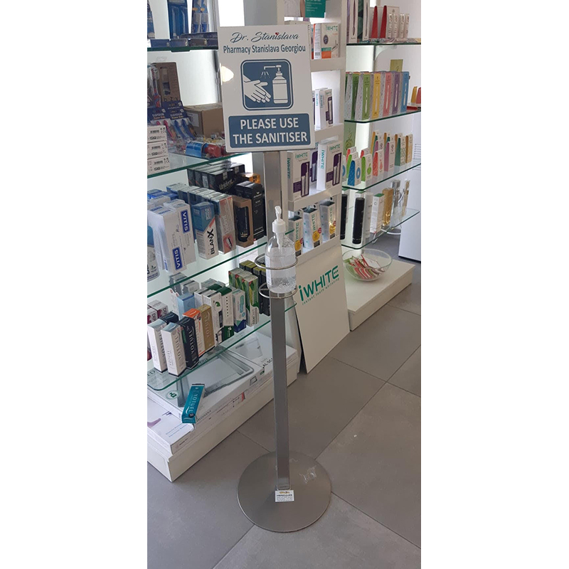 STAINLESS STEEL STAND FOR HAND SANITIZER – 140CM FREESTANDING DISPENSER ...