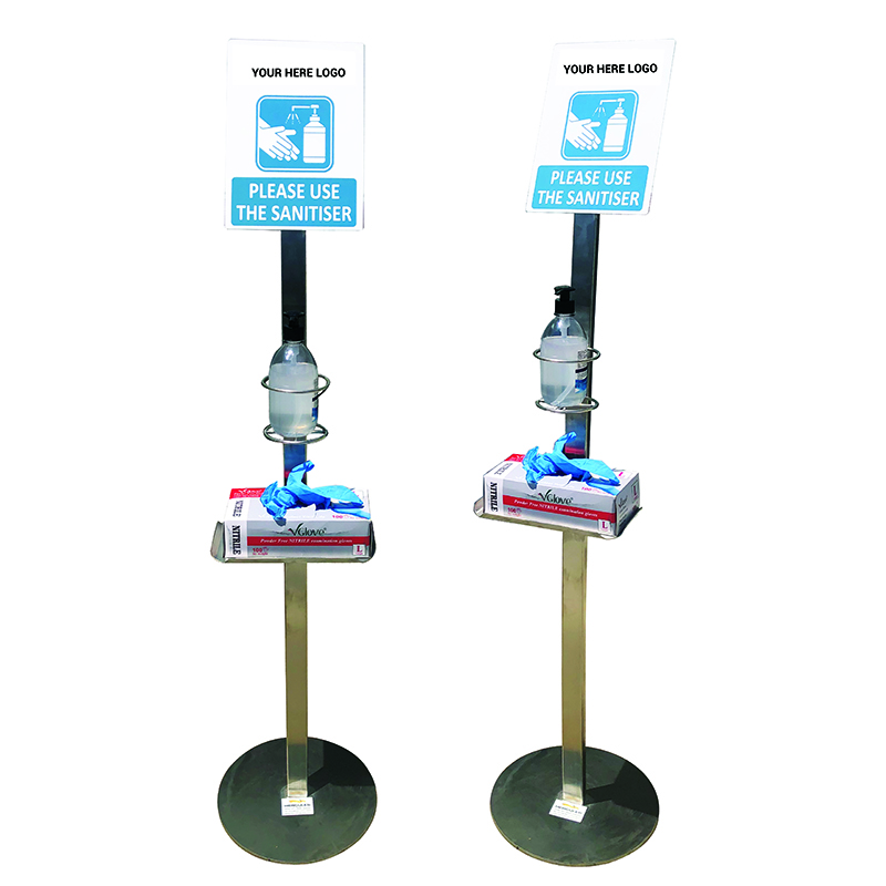 STAINLESS STEEL STAND FOR HAND SANITIZER AND GLOVES - Hercules
