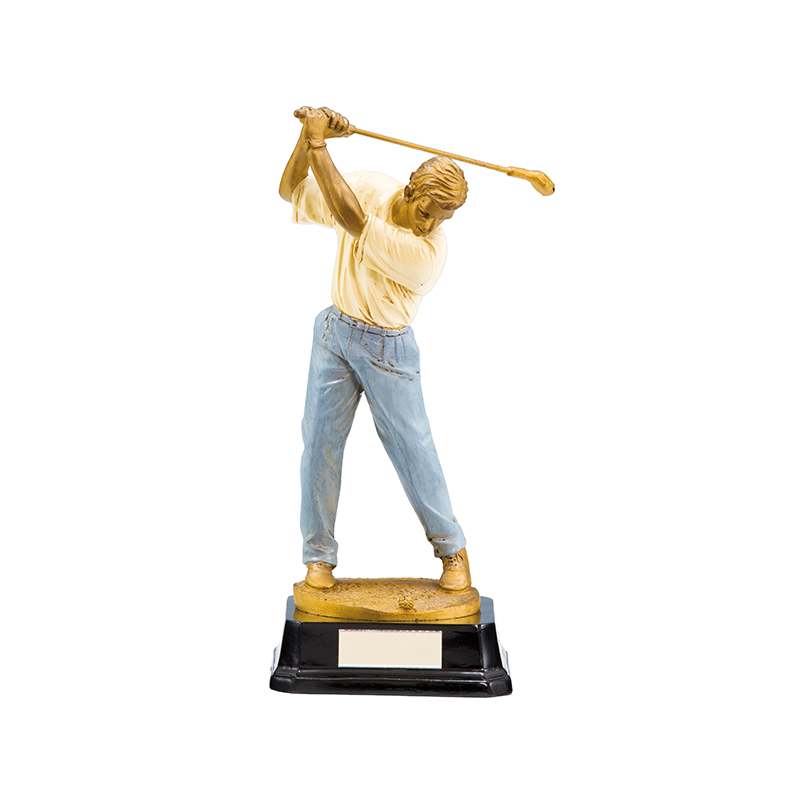 GOLF TROPHY 25CM WITH CUSTOM PRINTED PLATE - Hercules