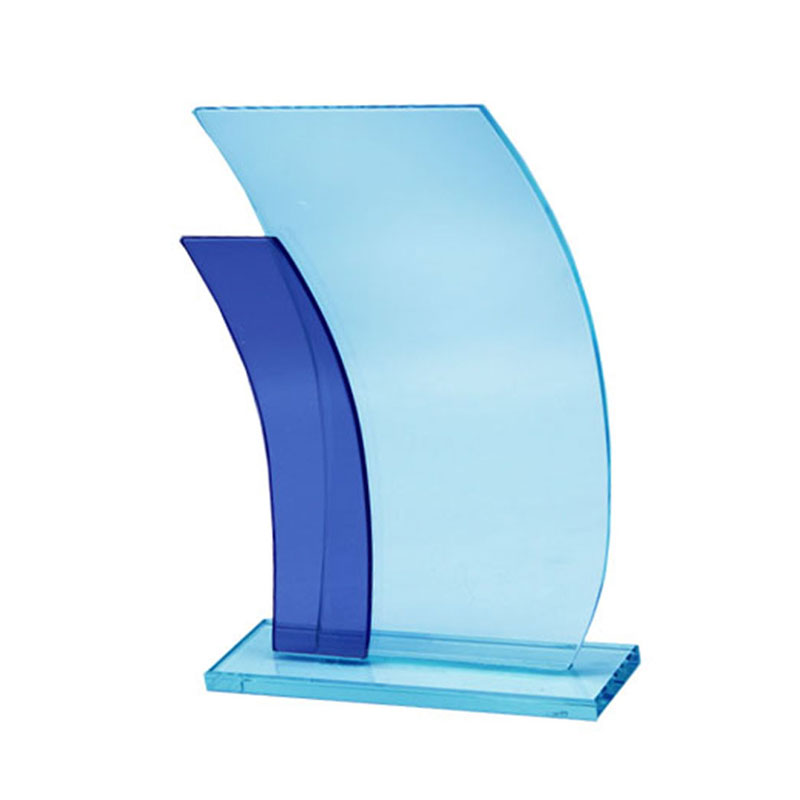 GLASS BLUE EDGE WAVE AWARD 17CM - Hercules