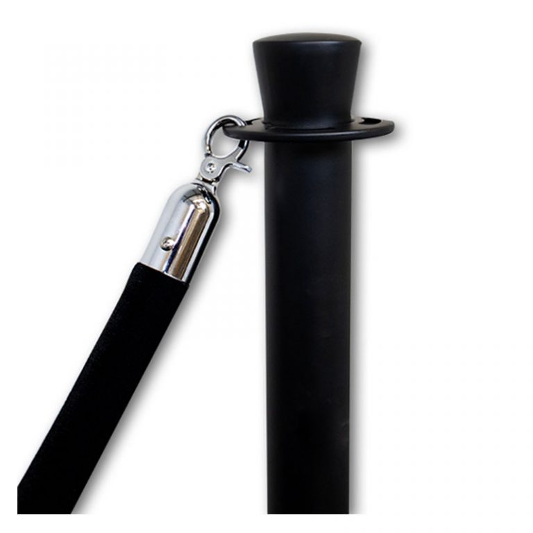CONTRACT CAFE BARRIER POLE AND BASE IN BLACK - Hercules