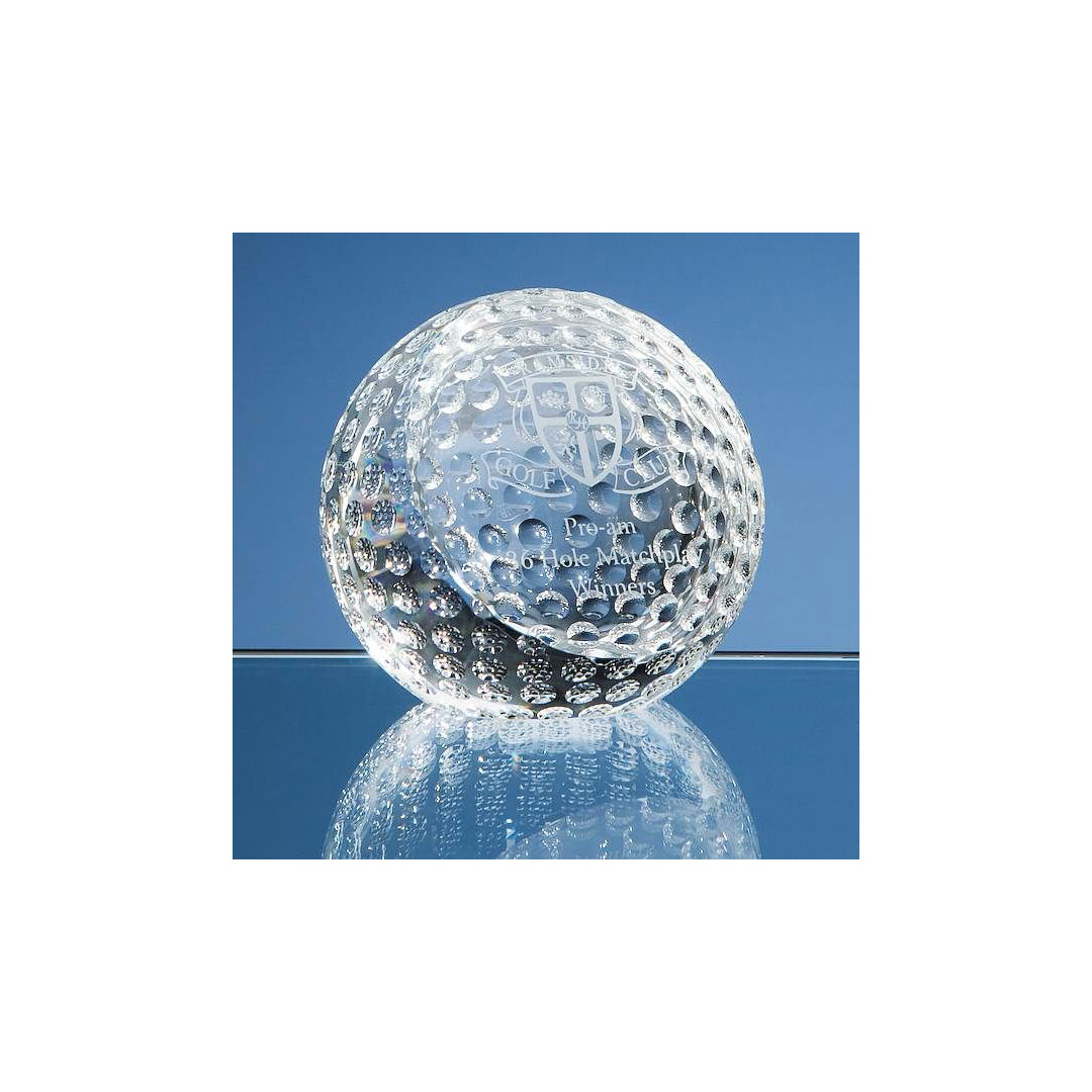CRYSTAL GOLF BALL PAPERWEIGHT 6.5CM - Hercules
