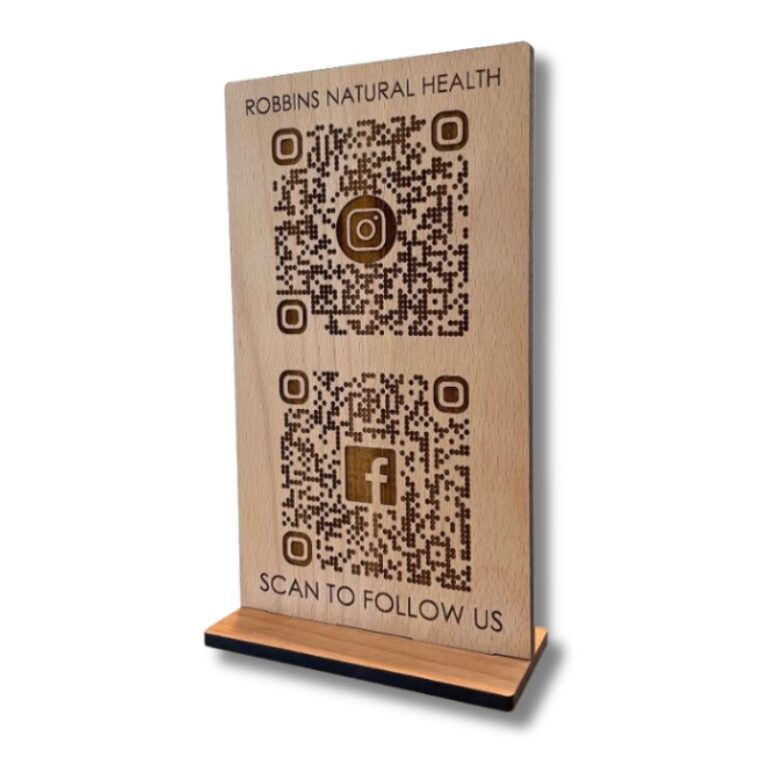 WOODEN QR CODE TABLE STAND - SMALL - Hercules